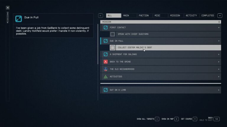 Starfield: Due In Full Mission Walkthrough & Guide