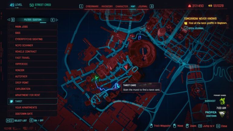 Cyberpunk 2077: Tomorrow Never Knows (Dogtown Tarot Locations)